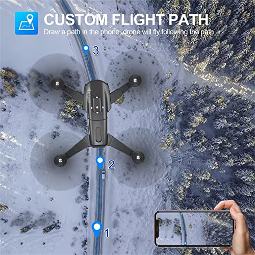 2023 Foldable FPV Drone with Adjustable 4K HD 2.4G WiFi Dual Camera,27MPH Speed,Lightweight RC Quadcopter for/Adults/Beginner/Kids,3 Batteries,Trajectory Flight,3D Flips,1 Key Fly/Land(black)
