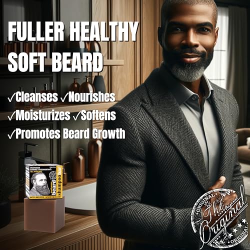 Professor Fuzzworthy’s Beard Shampoo Bar for Extra Soft Healthy Beard - Tames Beard with Beer & Rhassoul Clay - All Natural Ingredients - Australia, 4.2 oz