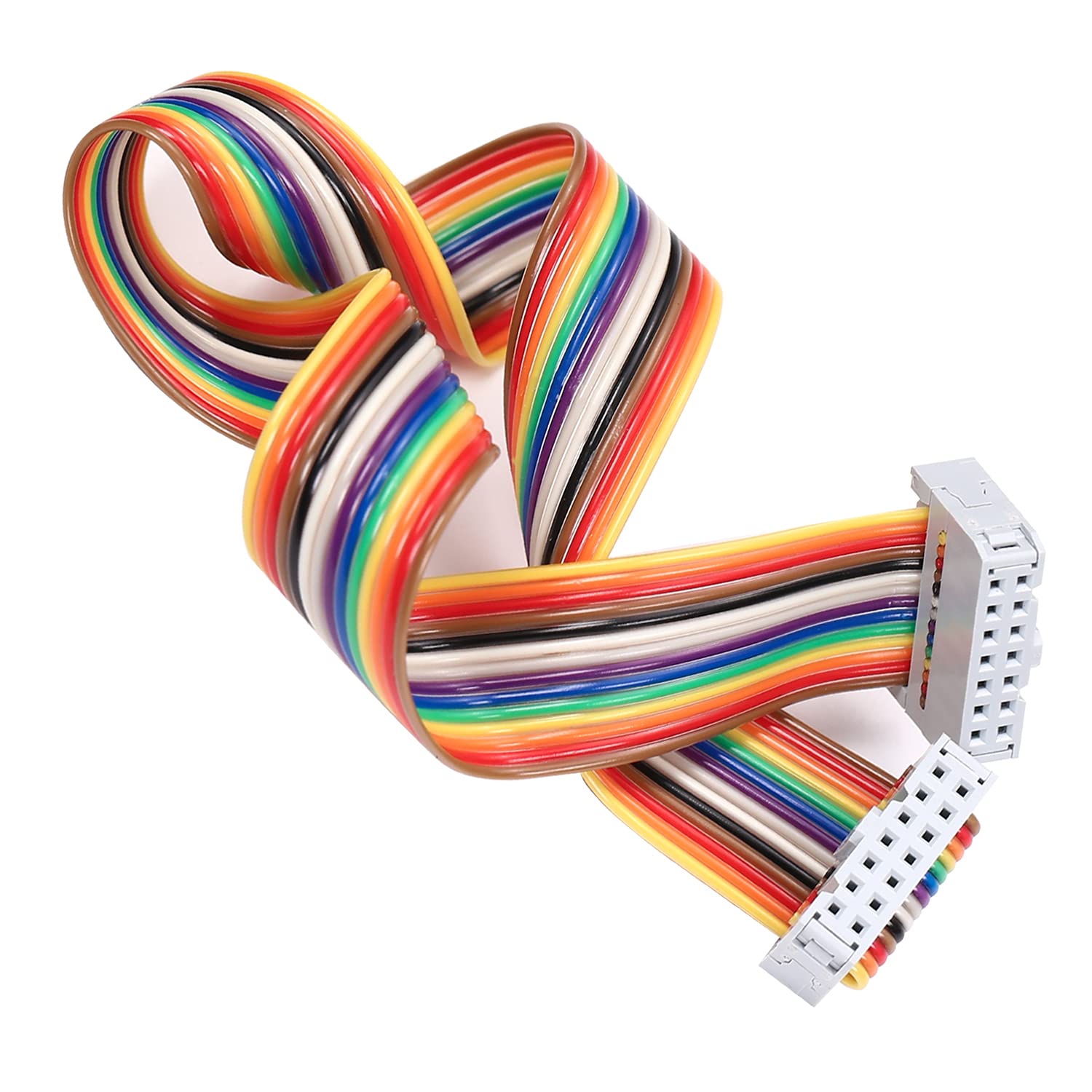 Heyiarbeit 2pcs Rainbow Wire Copper 14 Pin Connector Gray Wire Flat Ribbon Cable Connector Suitable for Internal Wiring