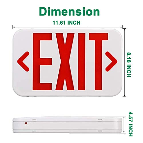 OSTEK Red LED Exit Emergency Sign Light - Standard - Battery Backup, Dual LED Lamp ABS Fire Resistance UL-Listed 120-277V (RED EXIT SIGN)