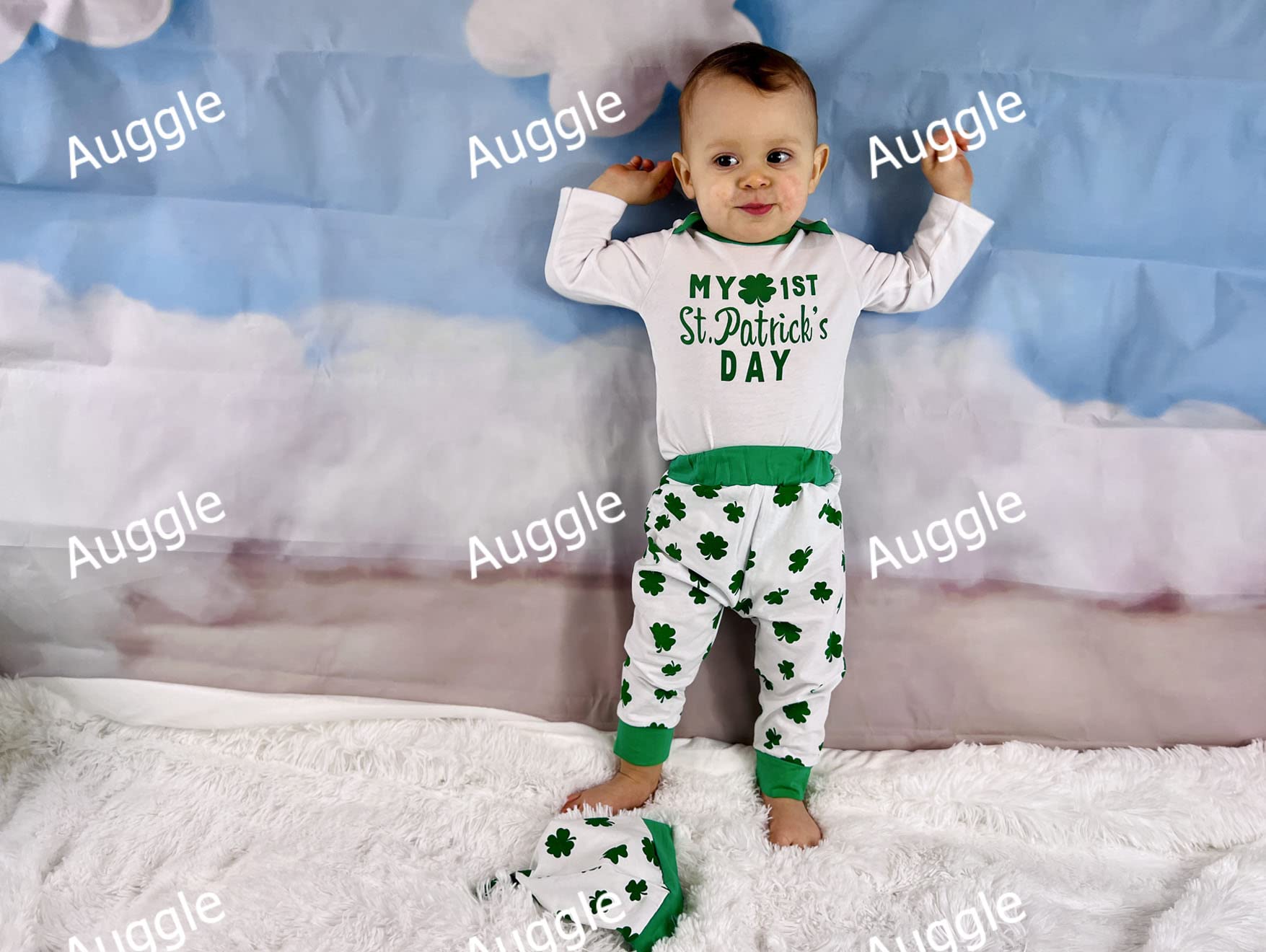 Baby Boys' Outfit Set My First St Patrick's Day Long Sleeve Clover Romper (White, 0-3Months)