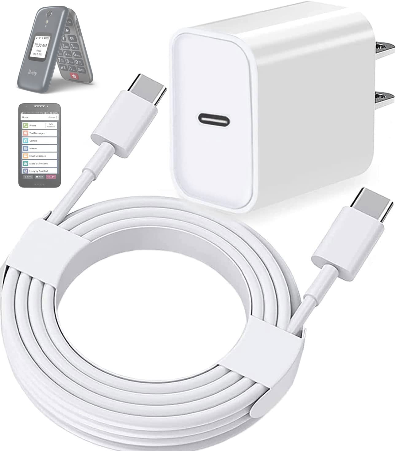 LiliBin USB C Wall AC Charger Adapter Cable Compatible with New Beats Flex and Beats Studio Buds Wireless Earbuds USB C Charger Cord White 5FT