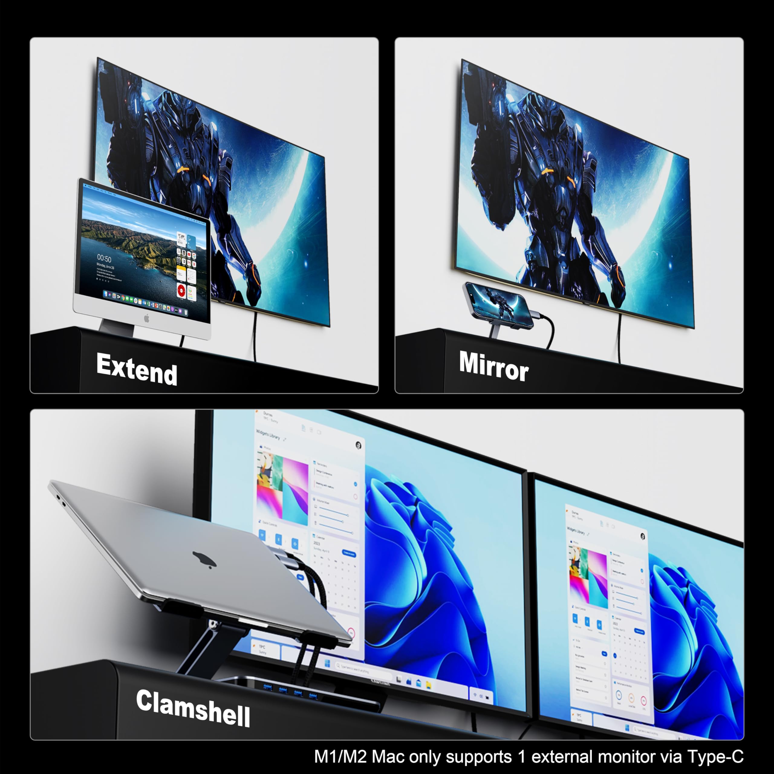 BENFEI USB C to HDMI 3 Feet Cable [4K@60Hz, Aluminum Shell, Nylon Braided], Thunderbolt 3/4/5 Compatible with iPhone 15 Pro/Max, MacBook Pro/Air 2023, iPad Pro, Surface Book 2, Galaxy S23 and More