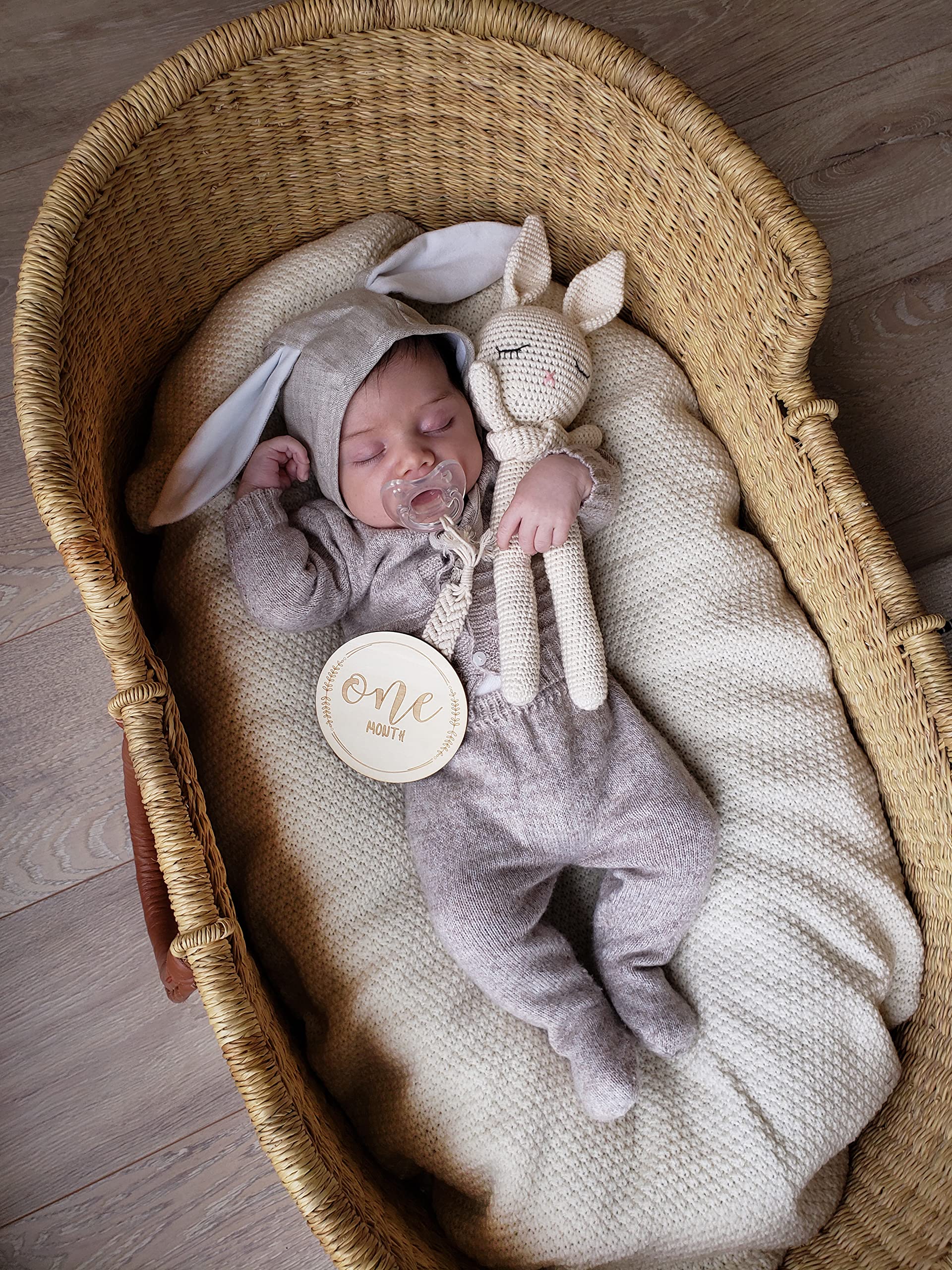 Baby Bunny Hat Bonnet Country Vintage Cotton Linen w/Velvet Rabbit Ears Easter Bonnet Hat (as1, Age, 0_Month, 3_Months, Camel Linen Velvet Bunny)