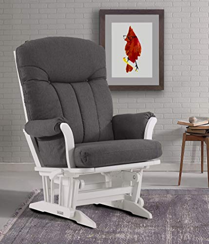 Dutailier Joanna Grand Wood Glider Chair with Multi-Position Lock, Espresso/Beige