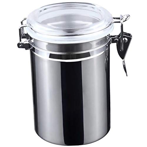 EXCEART Airtight Coffee Container Stainless Steel Container Coffee Beans Storage Vault Coffee Canister Jar 12cm x 17cm