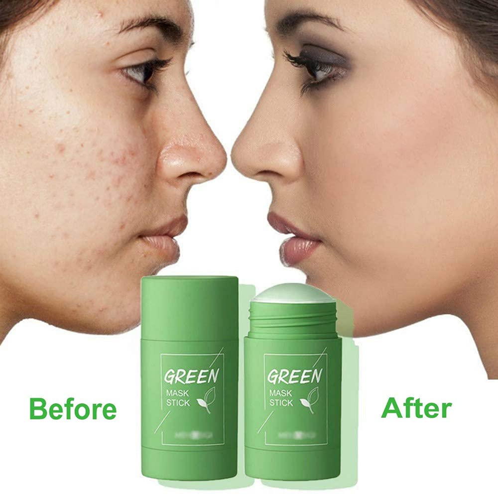 KNXWPPX Green Tea Purifying Clay Stick Mask,For Face Moisturizes Oil Control,Deep Clean Pore,Exfoliating Mask,Improves Skin,Suitable for All Skin (Green Tea)