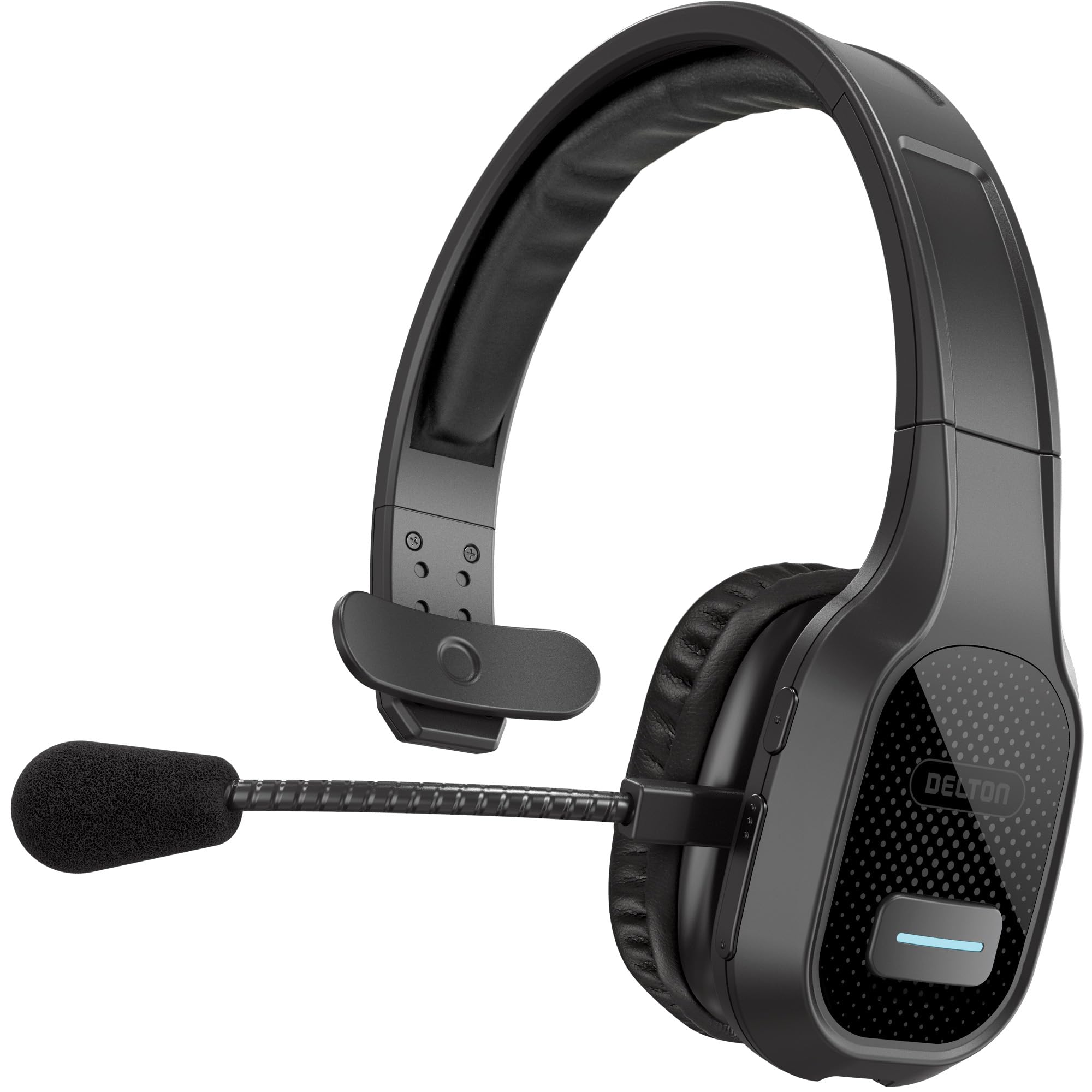 Delton Wireless Computer Headset, Trucker Bluetooth Headset with Noise Canceling Microphone, 35Hrs Talk time, Wireless Headset for Computer, Cell Phone, Drivers, Office, Call Center Work - Black