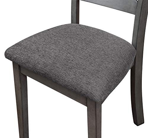 OSP Home Furnishings West Lake Dining Table Set, 5-Piece, Antique Finish Natural Top and Grey Base with Charcoal Fabric