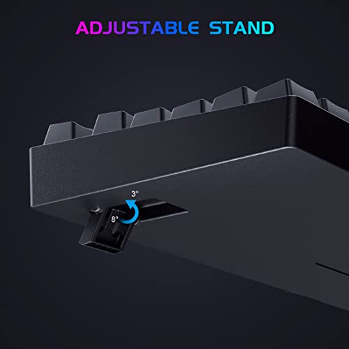 Punkston TK87 Mechanical Gaming Keyboard, RGB Rainbow LED Backlit TKL 87 Keys Anti-Ghosting PC Gaming Wired Keyboard for Windows/Mac (Blue Switch, Black)