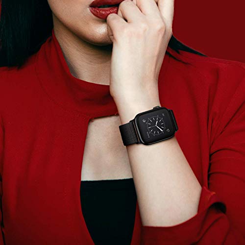 OXWALLEN XL Stretchy Elastic Adjustable Bands Compatible with Apple Watch 8/7 Ultra 49mm 45mm 42mm 44mm, Nylon Solo Loop Braided Stretches Sport Women Men Strap for iWatch SE Series 8/7/6/5/4/3,Black