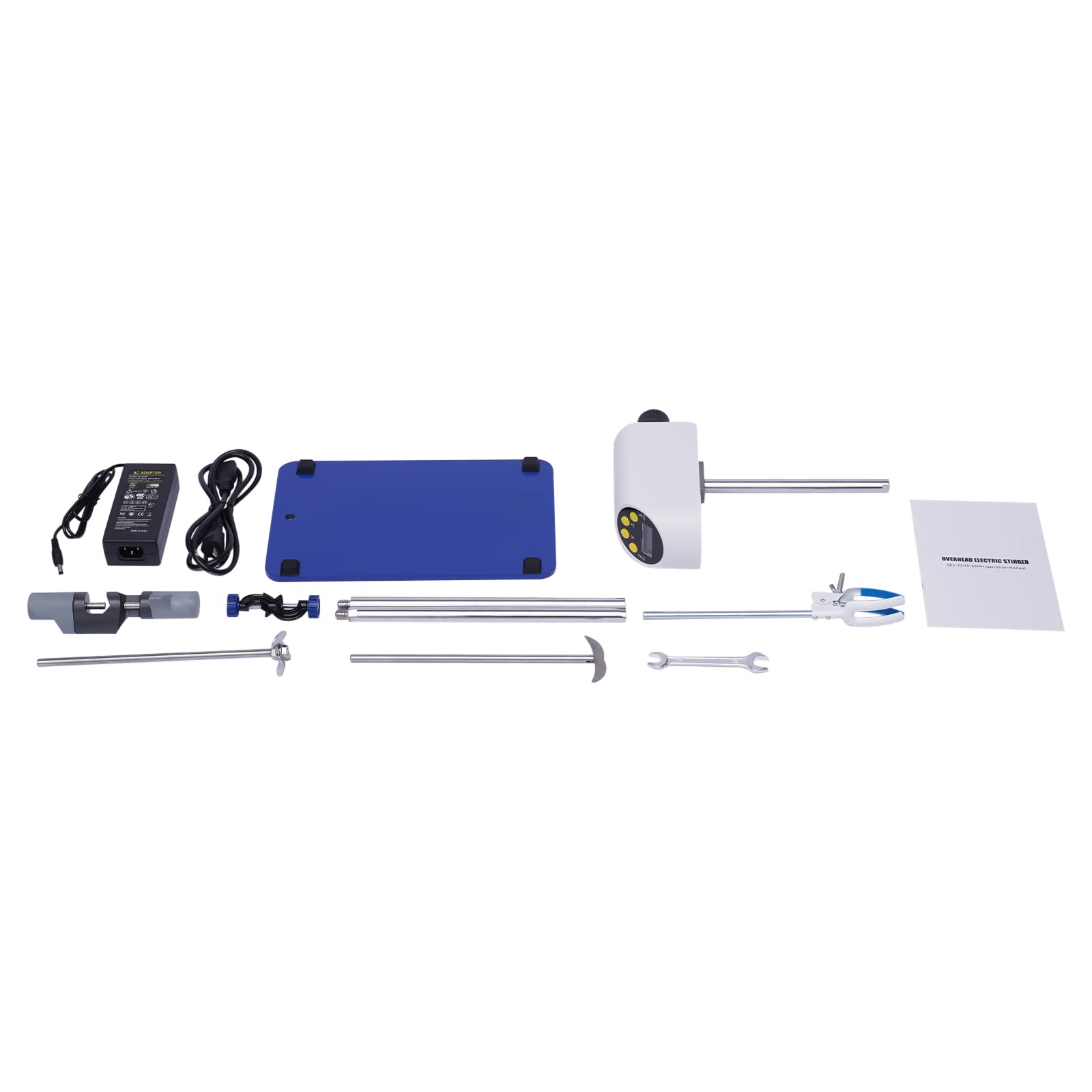 Lab Digital Overhead Stirrer Mixer 42-Quart 50000mpas 100-2000RPM, Laboratory Top-Mounted Electric Mixer Digital Display Agitator and Stainless Steel Stir Bar 100-240V-L8