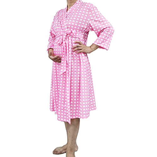 QTECLOR Mommy Robe with Swaddle Set Girls Boys Maternity Robe for New Moms Gift Hospital Labor Delivery Nursing Loungewear