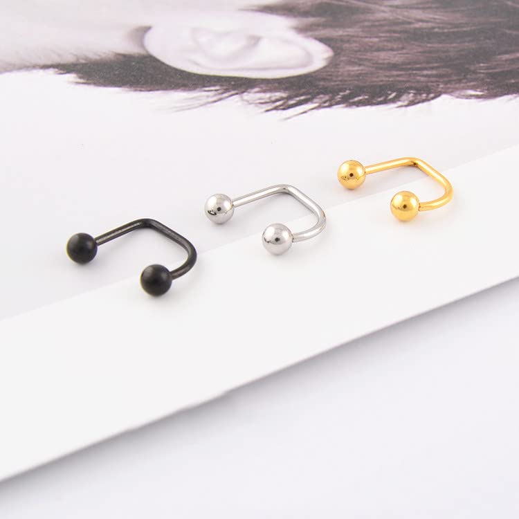 16G Stainless Steel Lippy Monroe Medusa Stud Piercing Ball Lippy Loop Labret U-Shaped Lip Ring Body Piercing Jewelry 10mm-Silver&Gold