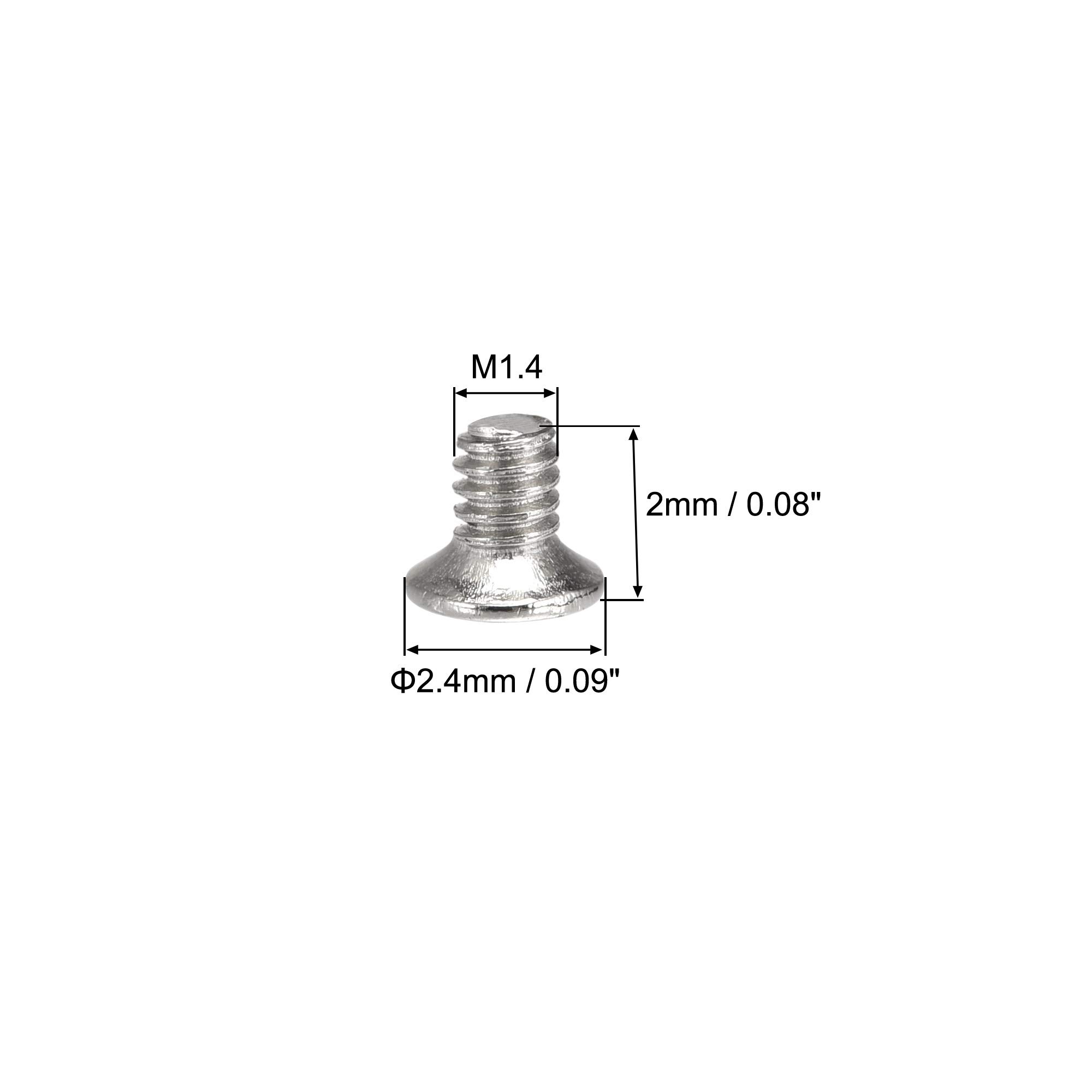 uxcell M1.4 x 2mm Phillips Screw Fastener Silver Tone for Laptop PC TV Fan Switch 150pcs