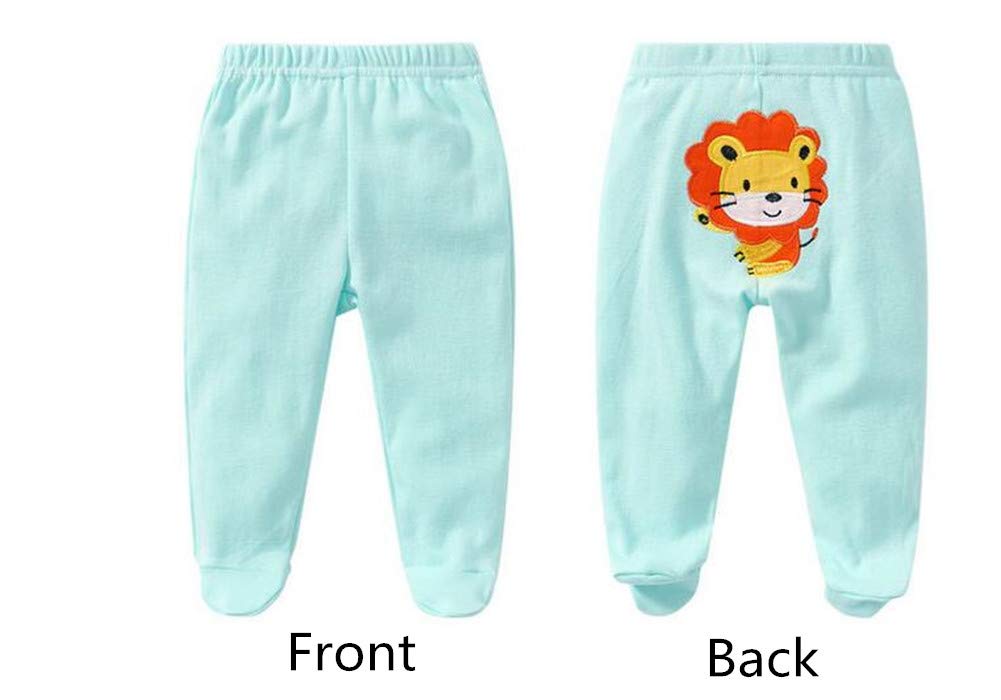 Alsmiley Baby Boy 5-Pack Newborn to Toddler Cartoon Cotton Long Footed Pants Gift Set 9-12 Monthes
