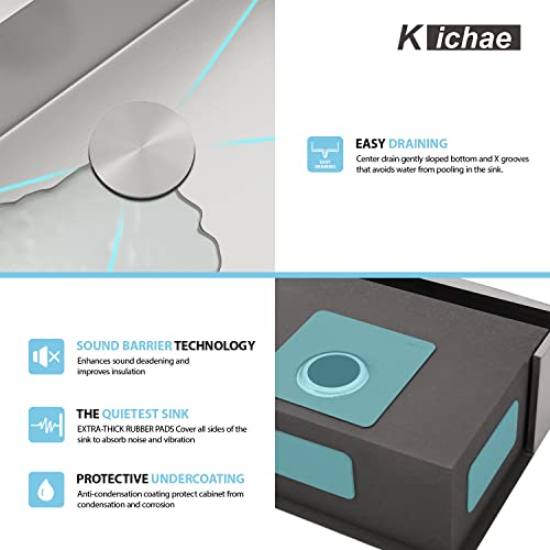 27 Undermount Kitchen Sink - Kichae 27"x19" Kitchen Sink Ledge Workstation Stainless Steel 18 Gauge Single Bowl Under Counter Sink Basin All In One Deep Sink With Cutting Board