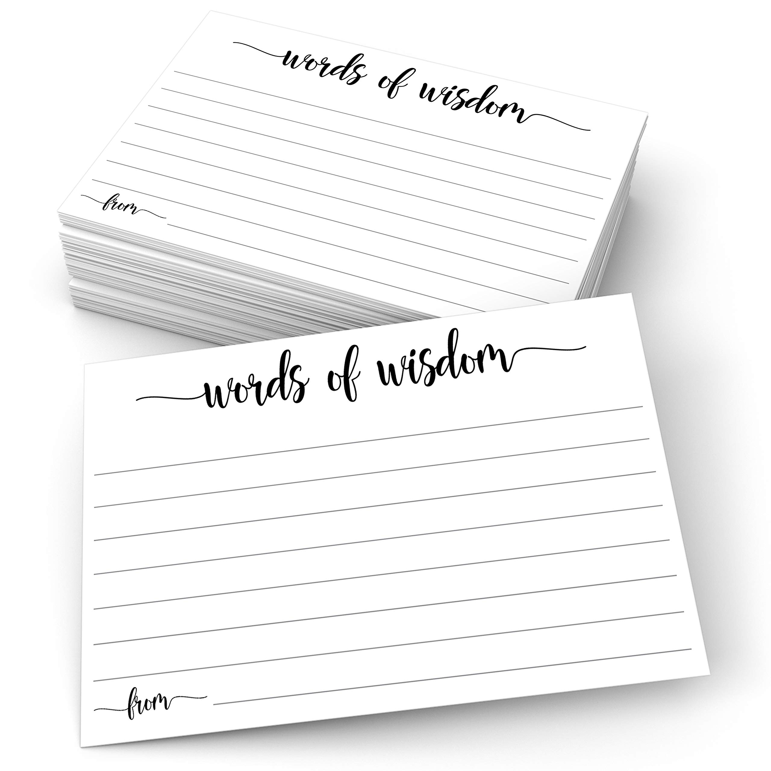 321Done Words of Wisdom Card (50 Cards) 4" x 6" - Blank Advice Cards for Wedding Bridal Shower Baby Shower Mr and Mrs Bride and Groom Graduation - Made in USA - White