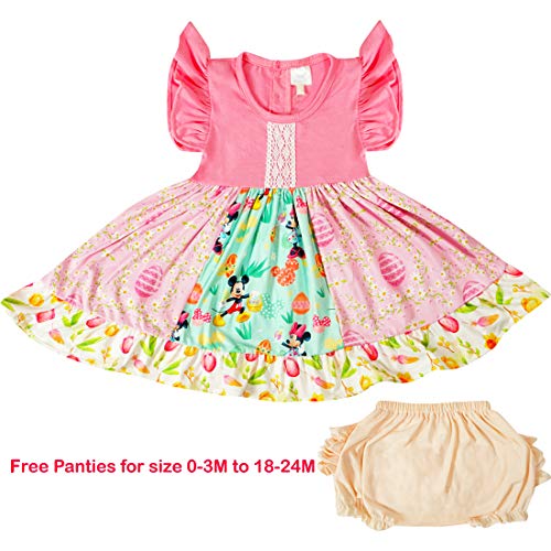 Baby Girls Spring Easter Minnie Mouse Panel Twirl Dress Pink Mint 18-24M/XS