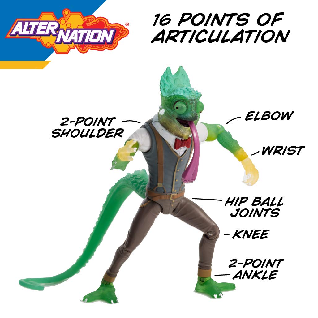 Alter Nation Sham Human Chameleon Alligator Hybrid Web Cartoon Dark Horse Comics Graphic Novel Action Figure with Thermal Color Changing Body & Mini Comic Book Great Gift for Kids 6 & Up