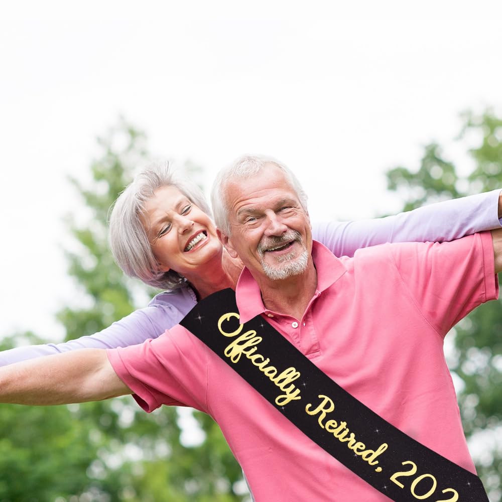 2024 Retired Sash, Celebration Sash for Retirement Party, Retired Sash for Retirement Party Decorations,Retirement Gifts for Both Women,Men(Black)