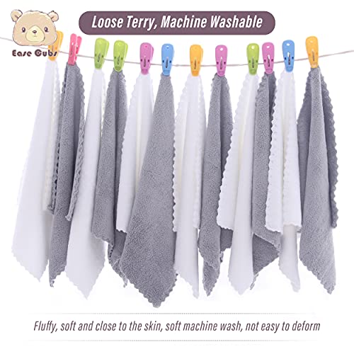 Ease Cubs 10 Pack Ultra Soft Burp Cloths for Baby and Newborn, 20" by 10" White and Grey
