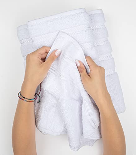 American Soft Linen Luxury Hand Towels, Hand Towel Set of 4, 100% Turkish Cotton Hand Towels for Bathroom, Hand Face Towels for Kitchen, White Hand Towel
