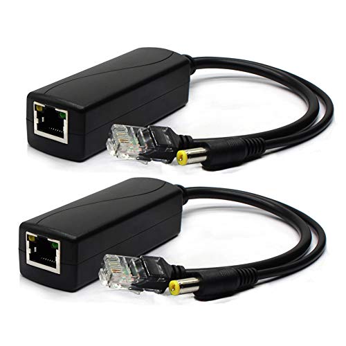 ANVISION 2-Pack Active 48V to 12V PoE Splitter Adapter, IEEE 802.3af Compliant 10/100Mbps, DC 12V Output, for IP Camera AP Voip Phone and More