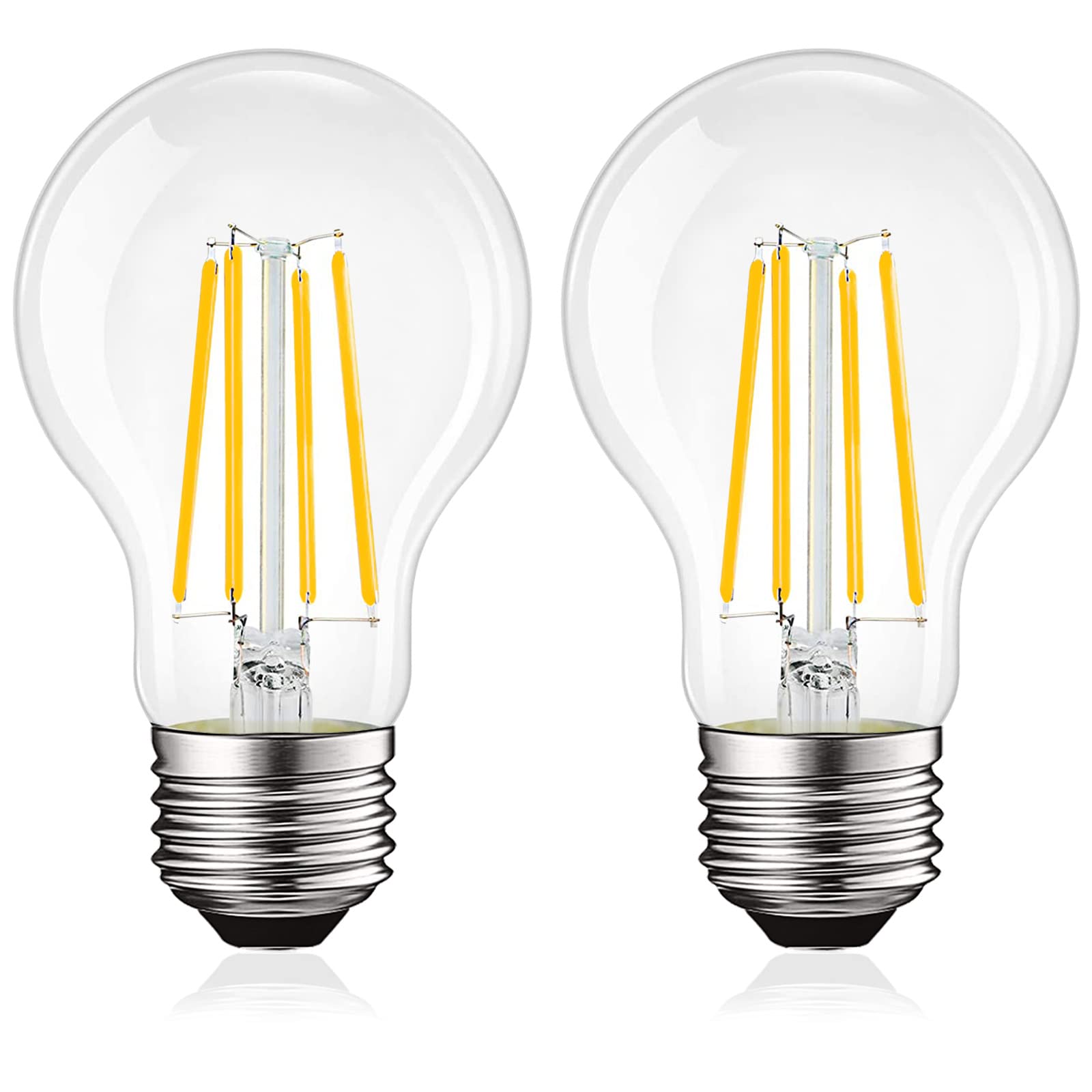 LUXRITE Vintage A19 LED Light Bulbs 100 Watt Equivalent, 1600 Lumens, 3000K Soft White, Dimmable Edison Light Bulbs, 12W, Damp Rated, UL Listed, Clear Glass Filament Bulb, E26 Medium Base (2 Pack)
