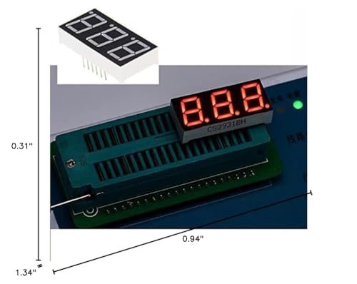 Bettomshin 4Pcs LED Digital Dispaly Common Cathode 10 Pin 2 Bit 1.34 x 0.94 x 0.31inch(LxWxH) 0.56" Red Display Digital Dispaly 5621AH