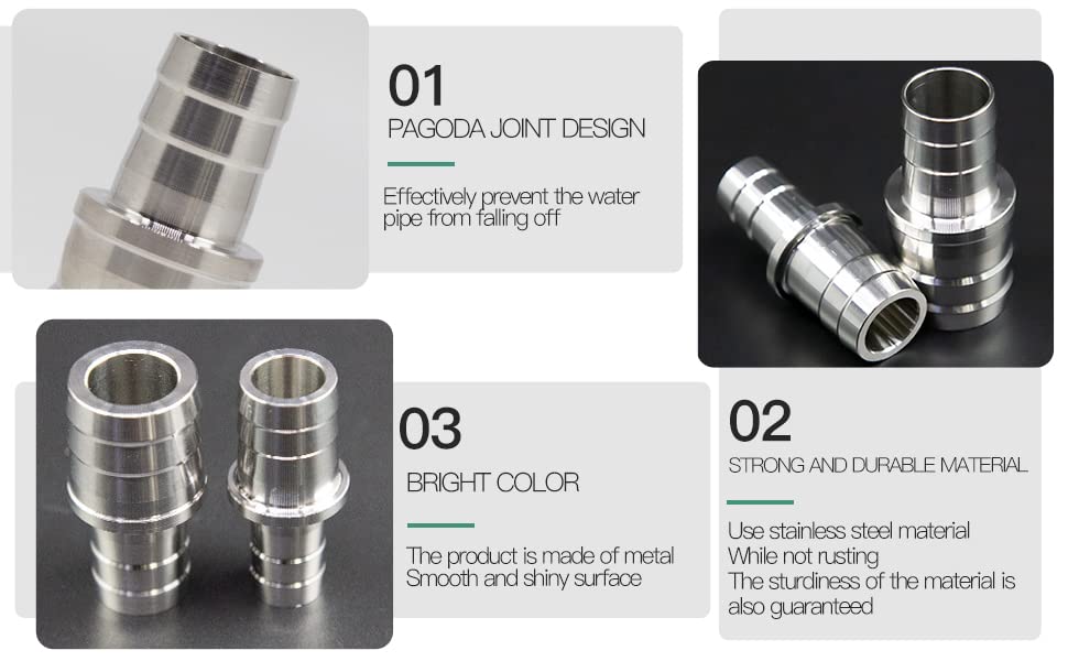 Aquarium Hose Adapter, Stainless Steel Fish Tank Water Pipe Adapter Converter Aquarium Tubing Pipe Connector Hose Joint Fittings(12mm to 16mm)