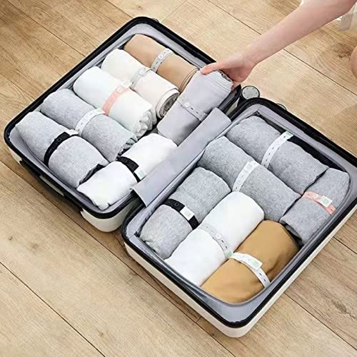 20Pcs Elastic Band with Buttonholes, Stretchable Connectable, Roll-up Clothes Storage Band, Adjustable Clothing Storage Strap with Button, Travel Luggage Space Saver, Drawer & Closet Organizer, Black