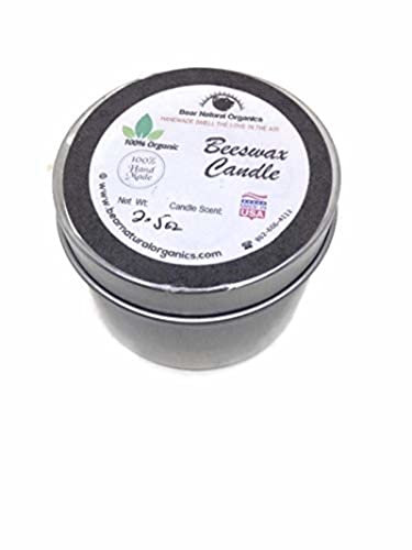 BearNaturalOrganics Handmade 100% Raw Pure Natural Eco friendly Organic Beeswax Tin Candle 2.5 oz Travel size Emergency candle