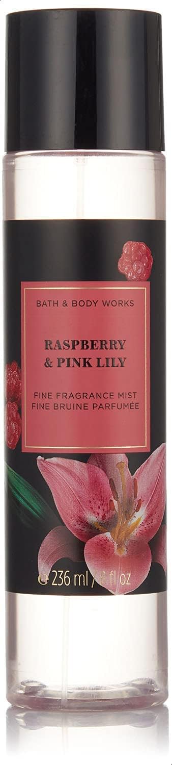 Bath and Body Works RASPBERRY & PINK LILY Fine Fragrance Mist 8 Fluid Ounce, 2020 Limited Edition