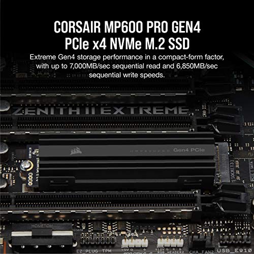 CORSAIR MP600 PRO 4TB Gen4 PCIe x4 NVMe M.2 SSD β High-Density TLC NAND β Aluminum Heatspreader β M.2 2280 Form-Factor