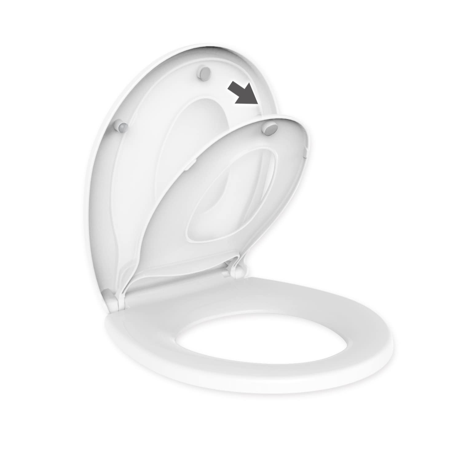 R&T Round Toilet Seat with Built in Potty Training Seat, Slow Close Toddler Seat Fits both Adult and Child, Easy To Install & Clean