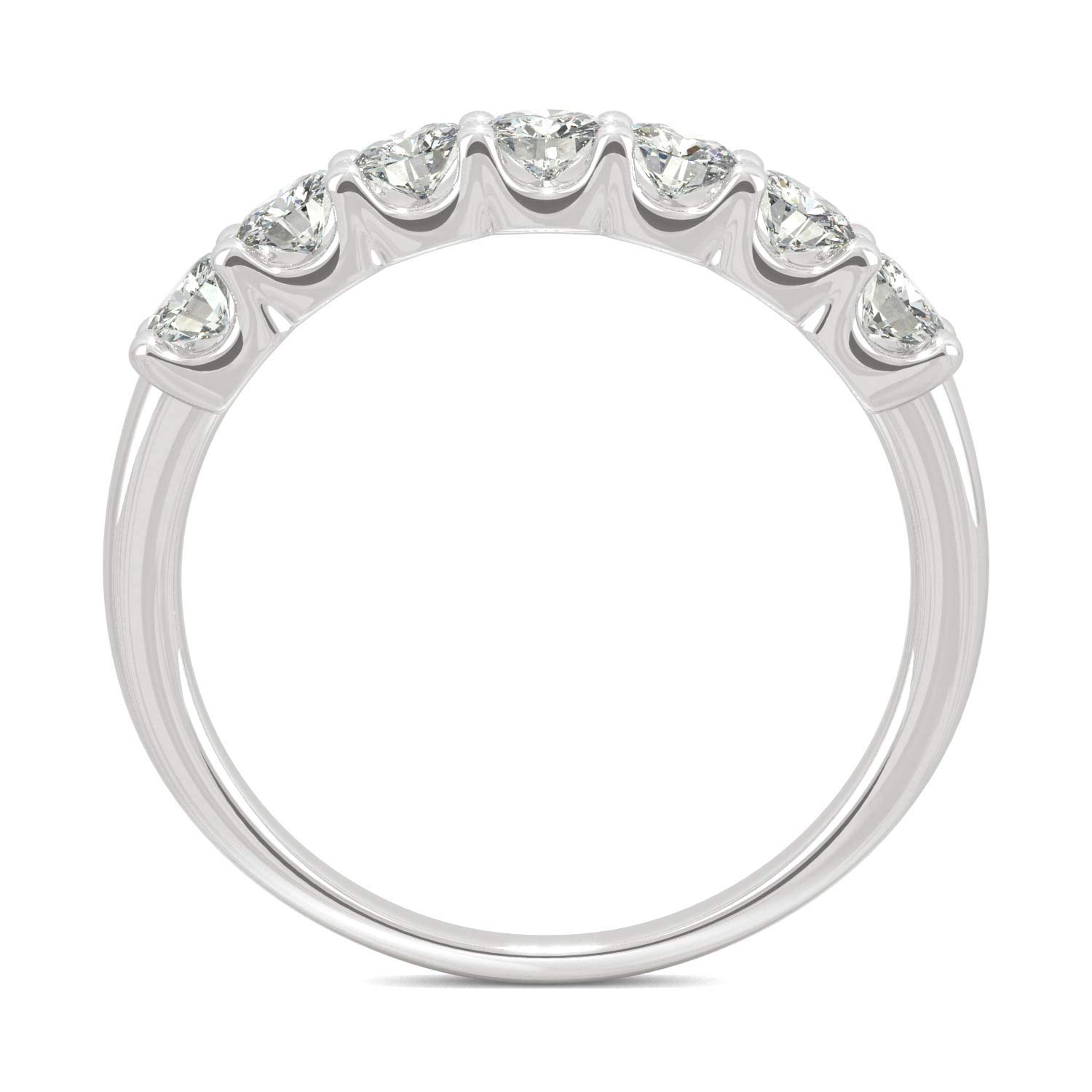 14K White Gold Moissanite by Charles & Colvard 3mm Round Wedding Band-size 6 0.70cttw DEW