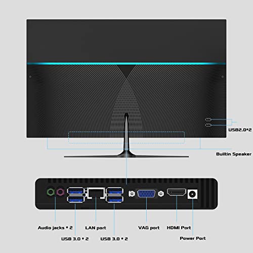 27 Inch All in One Desktop PC Intel Celeron N5095 Desktop Computer 8GB RAM 512GB ROM SSD Full HD IPS Display Computer with Dual WiFi Bluetooth 5.0 Keyboard and Mouse USB3.0