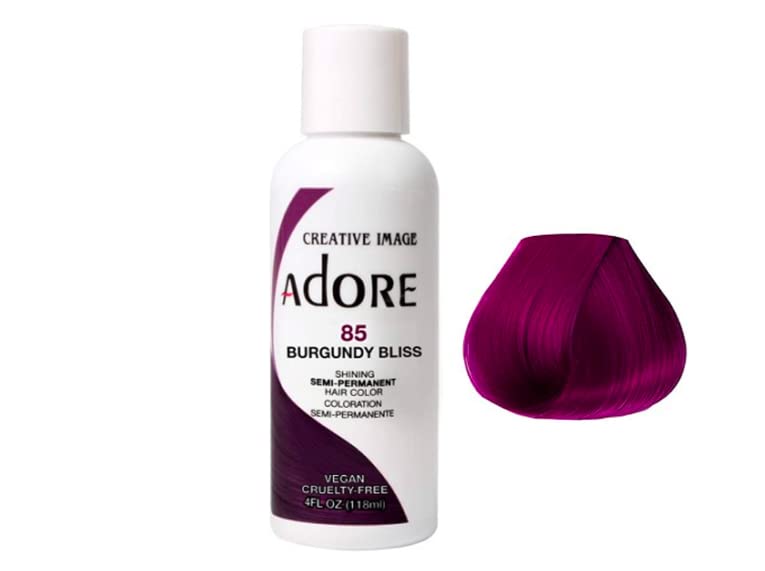 ADORE Creative Image Shining SEMI-PERMANENT Hair Color (STYLIST KIT) No Ammonia, No Peroxide, & No Alcohol Haircolor Semi Permanent Dye (85 Burgundy Bliss)