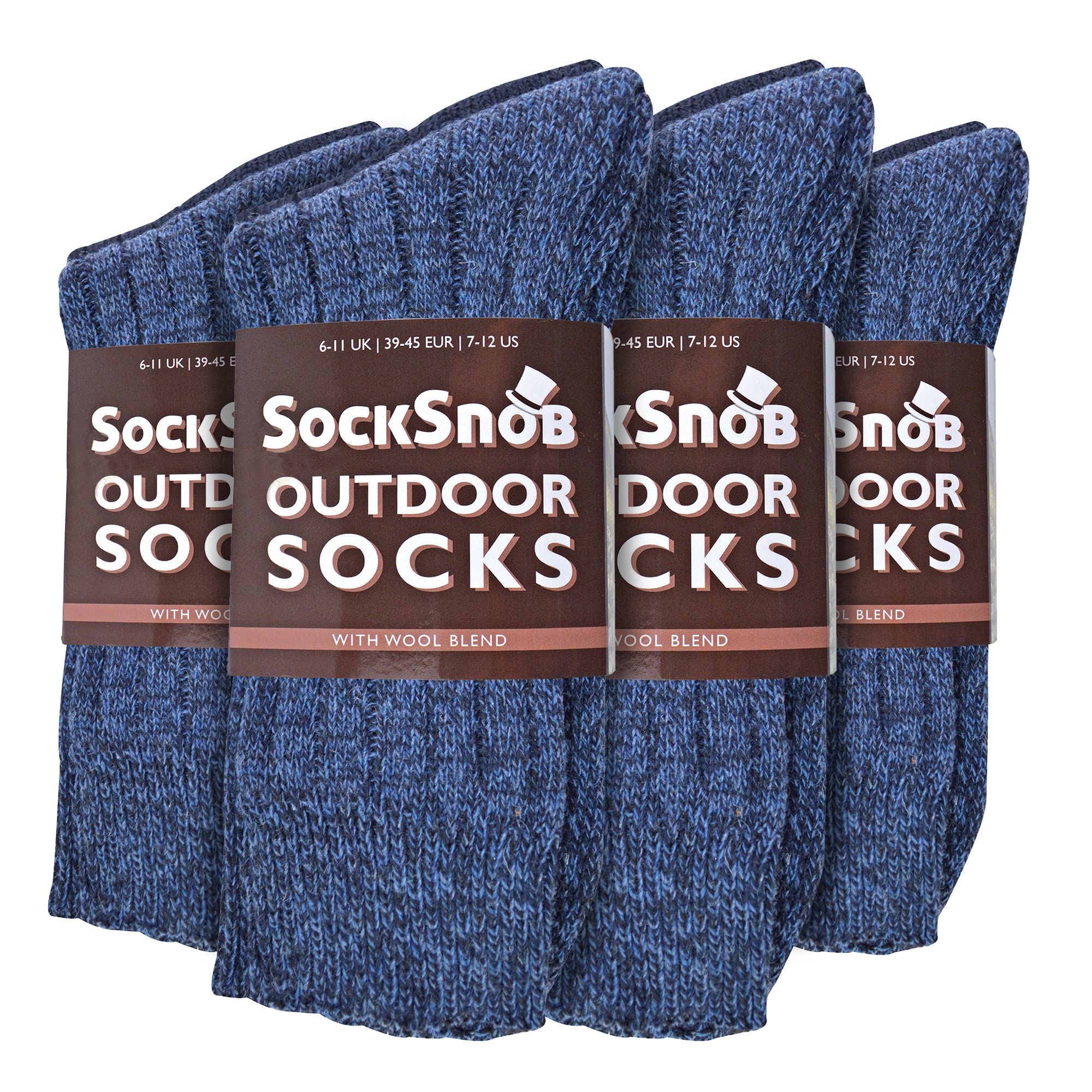 12 Pairs Mens Wool Boot Socks | Sock Snob | Breathable Warm Hiking Socks (7-12, Black)