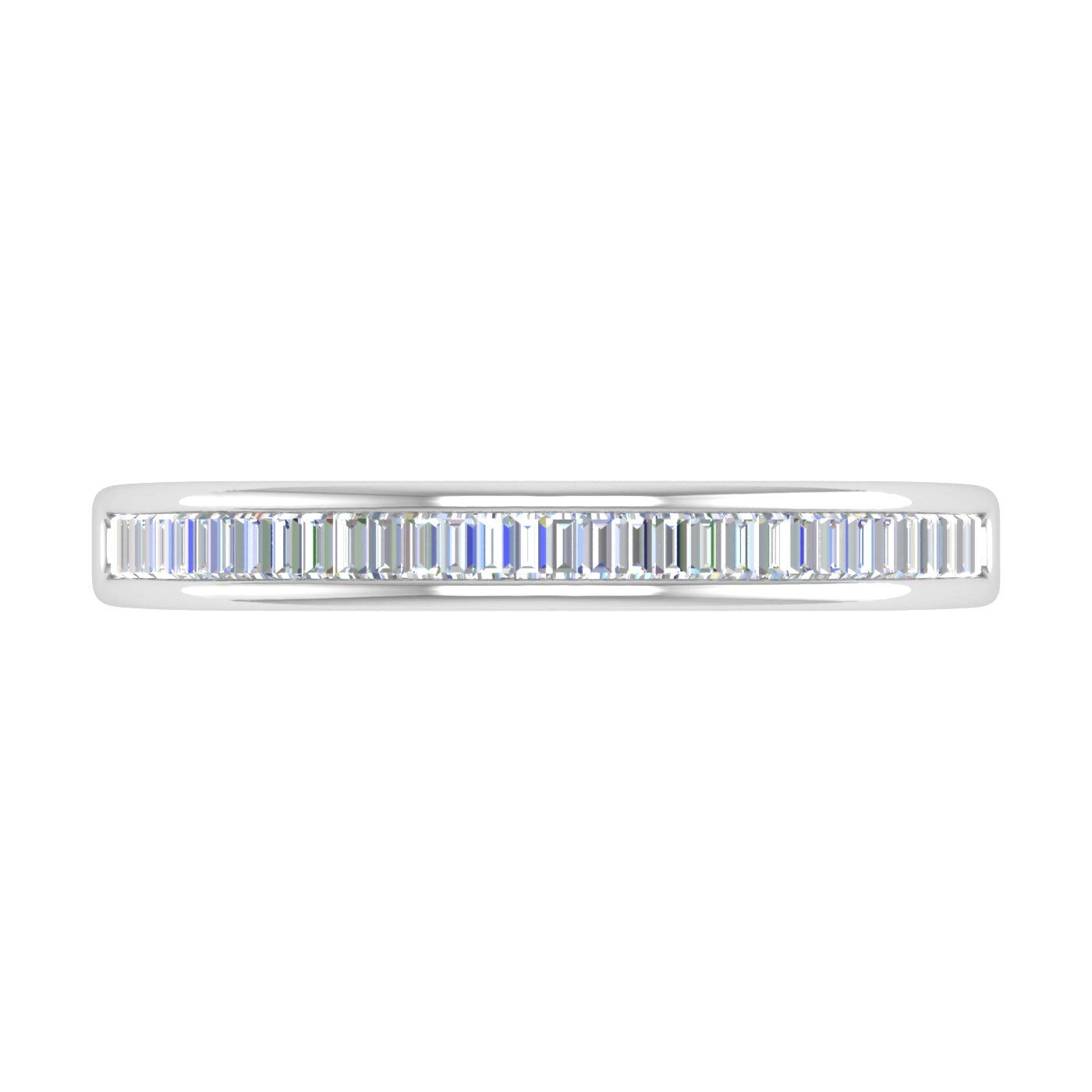 14K White Gold Channel Set Baguette Diamond Wedding Band (1/4 carat) (Ring Size 6)
