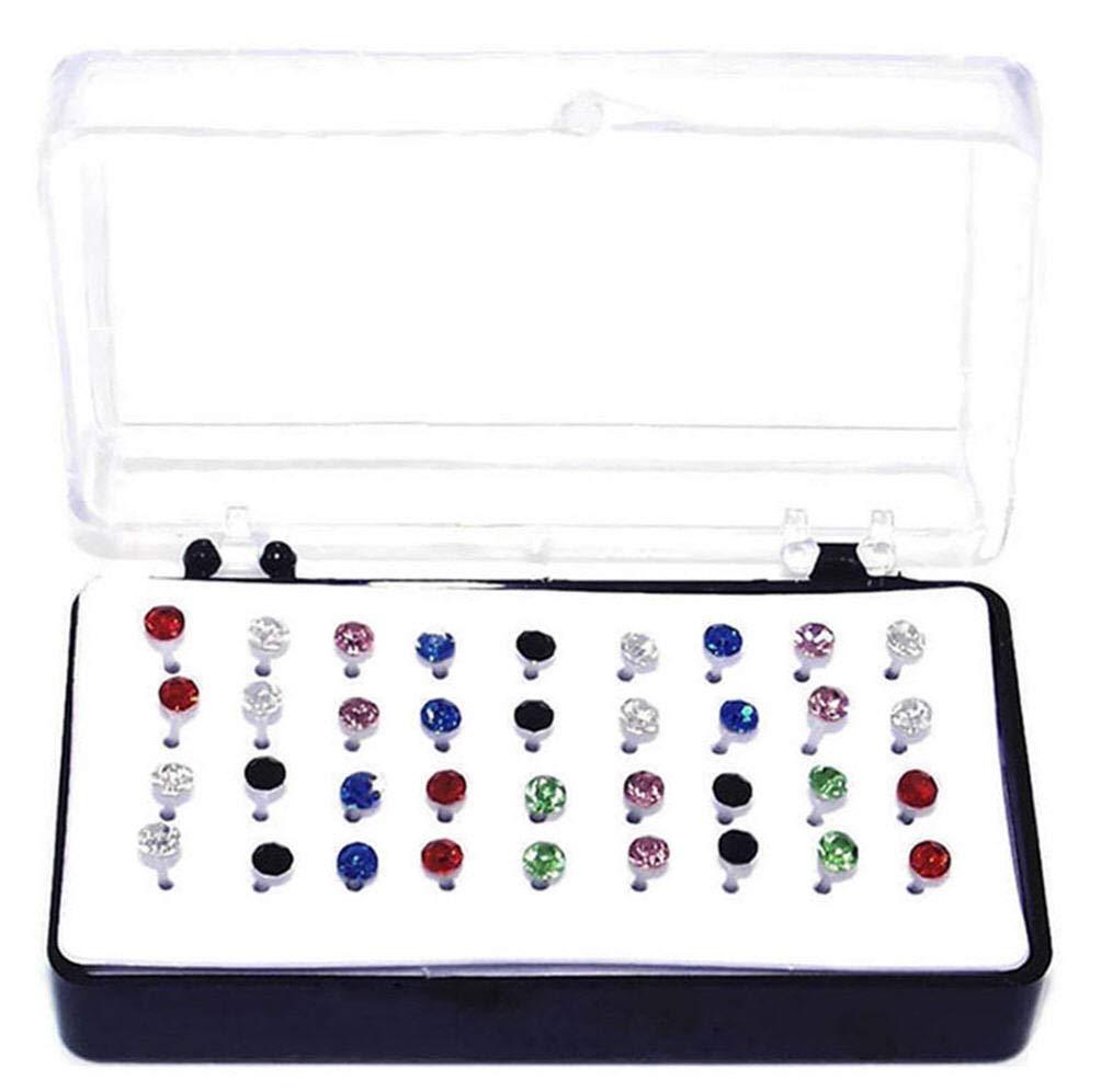 18 Pairs Multi Colors Clear Crystal Acrylic Nylon Plastic Posts Medical No Metal Sensitive Ears Hypoallergenic Stud Earrings