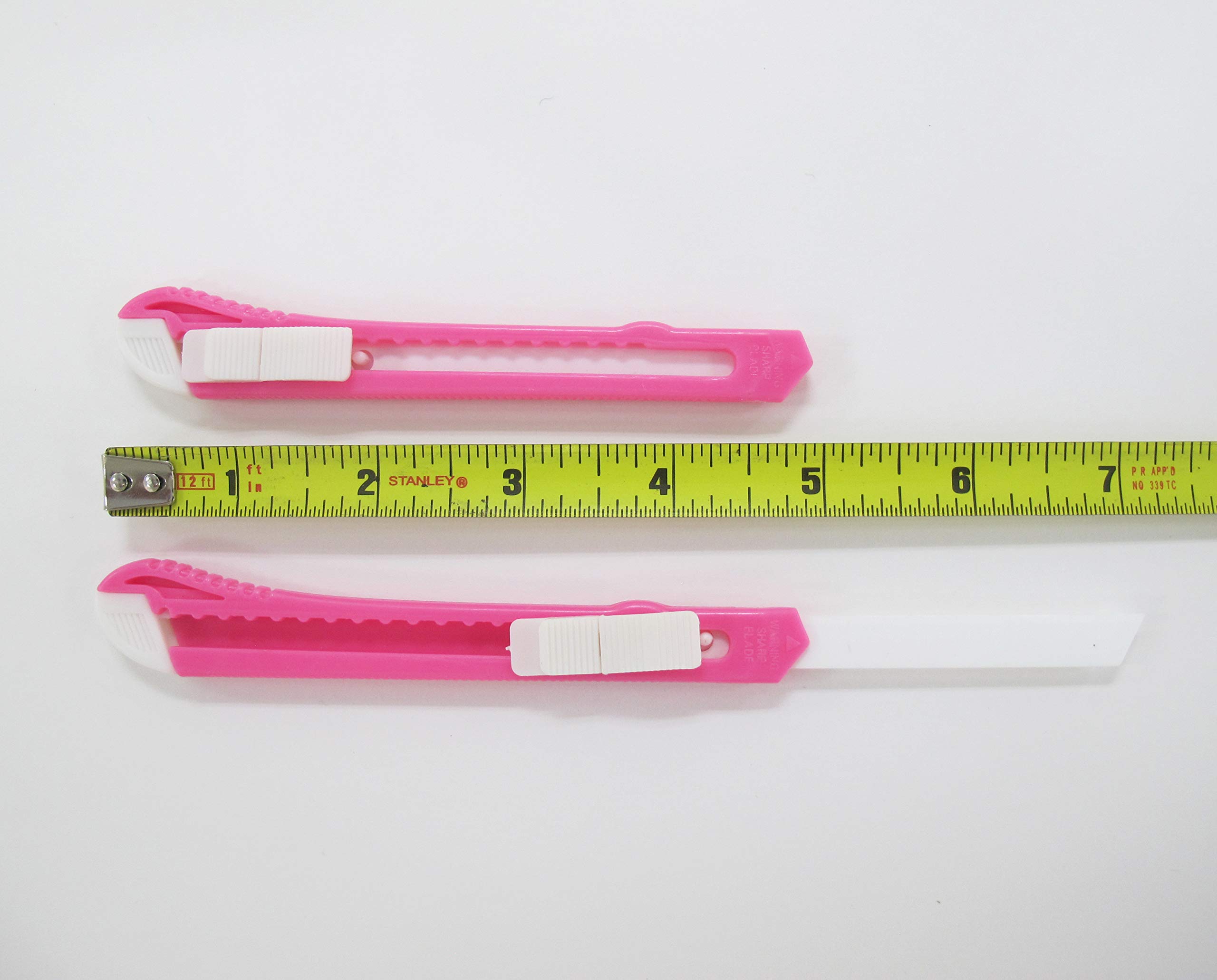 2pcs MOJO-HOME Ceramic Box Cutter - Utility Knife for Opening Packages with Safety Lock and snap Off Blades (Pink)