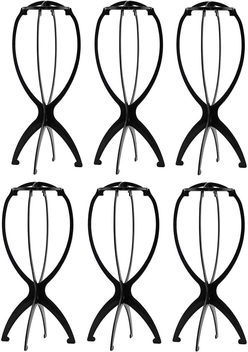 wiysday 6PCS Wig Holder，Wig Stands, Collapsible Wig Stand for Short Wig,14 inch Portable Travel Wig Holder (Black)