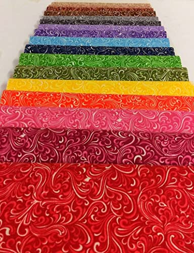 17 Pieces Fabric Cute, Beautiful 2.5 inch Yummy Twist Jelly Roll, Cute 100% Cotton Fabric Quilting Strips 2.5"