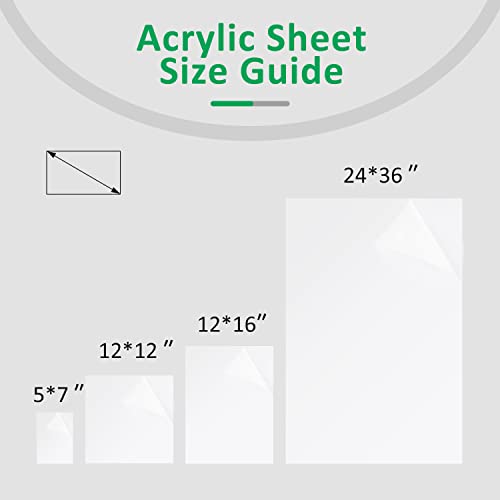 6 Pack Clear Acrylic Sheet 12" x 12"(305 x 305mm) Square Plexiglass Panel 1/8"(3mm) Thick Transparent Plastic Sheets for Sign, Craft, Display Projects, Laser Cutting, Engraving, Painting