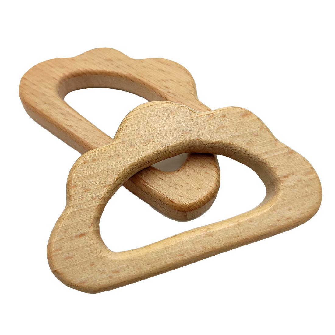 2pcs Natural Wood Cloud Shape Teether Toys DIY Teething Necklace Cute Animal Pendant Nursing Soothing Accessories (Cloud 2pcs)