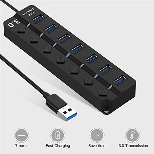 JSANSUI Distributor hub Usb3.0 Splitter 7-Port USB3.07-Port Hub 7-Port High-Speed Multi-hub Extension with PC and Laptop Switch
