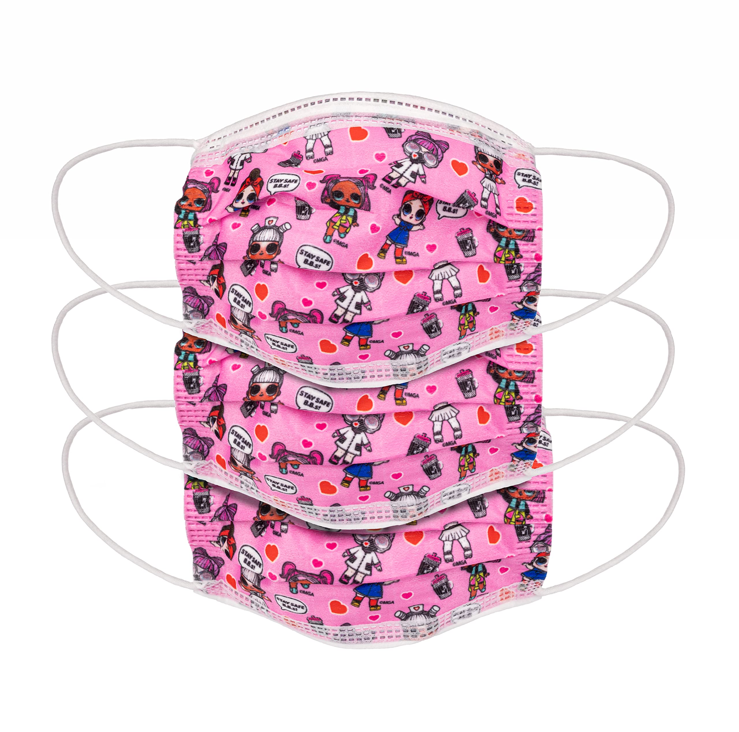 Disposable Face Mask LOL Surprise - Color Pink - 15 pcs per Pack - Gift Box