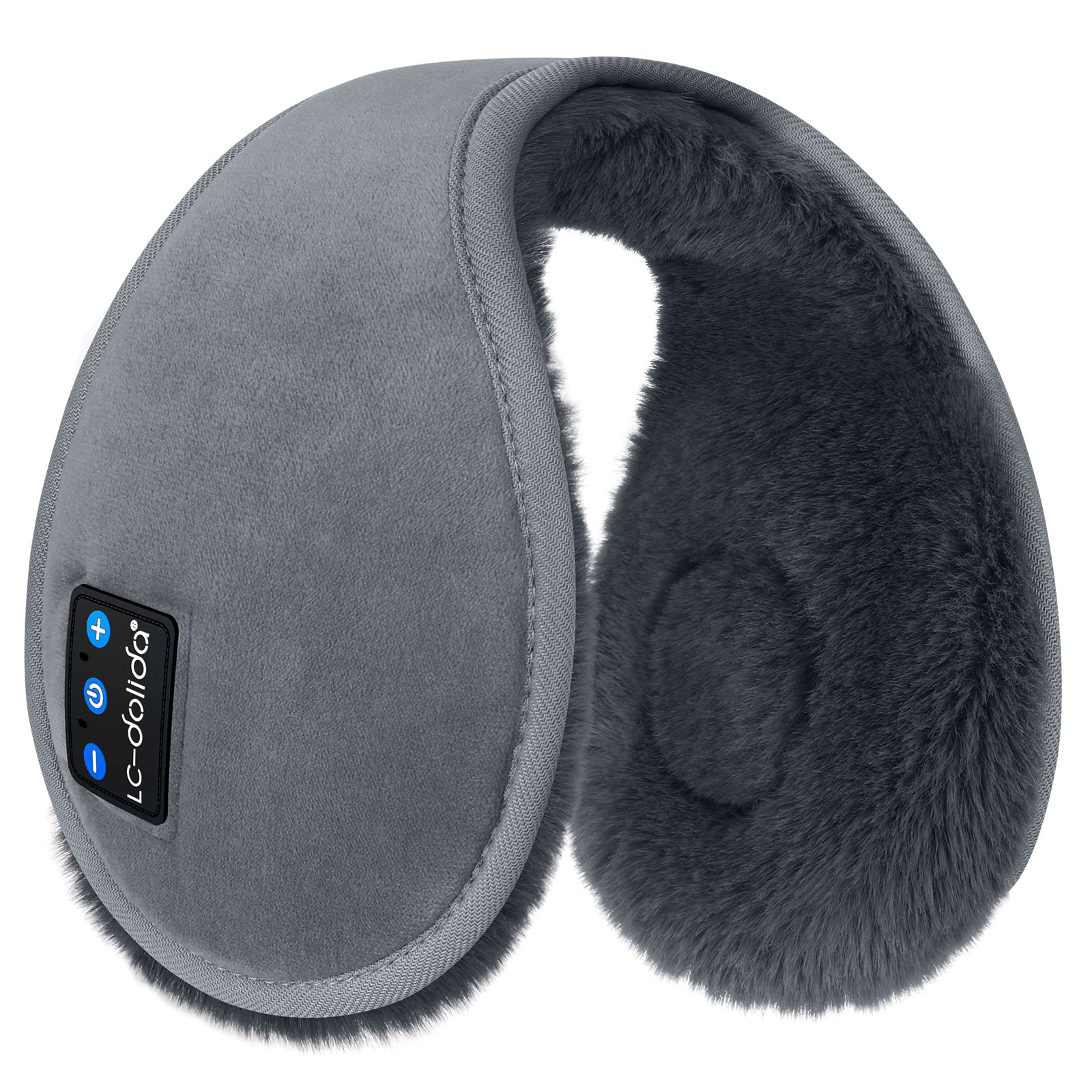 LC-dolida Bluetooth Earmuffs for Winter Women Men, Ear Warmers Headphones Ear Muffs Fluffy with Music HD Speakers Calling for Outdoor Winter Running Cycling Camping, Ice Fishing Skating, Walking Dog